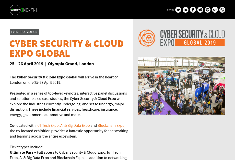 Event: Cyber Security & Cloud Expo Global - Verdict Encrypt | Issue 8 ...
