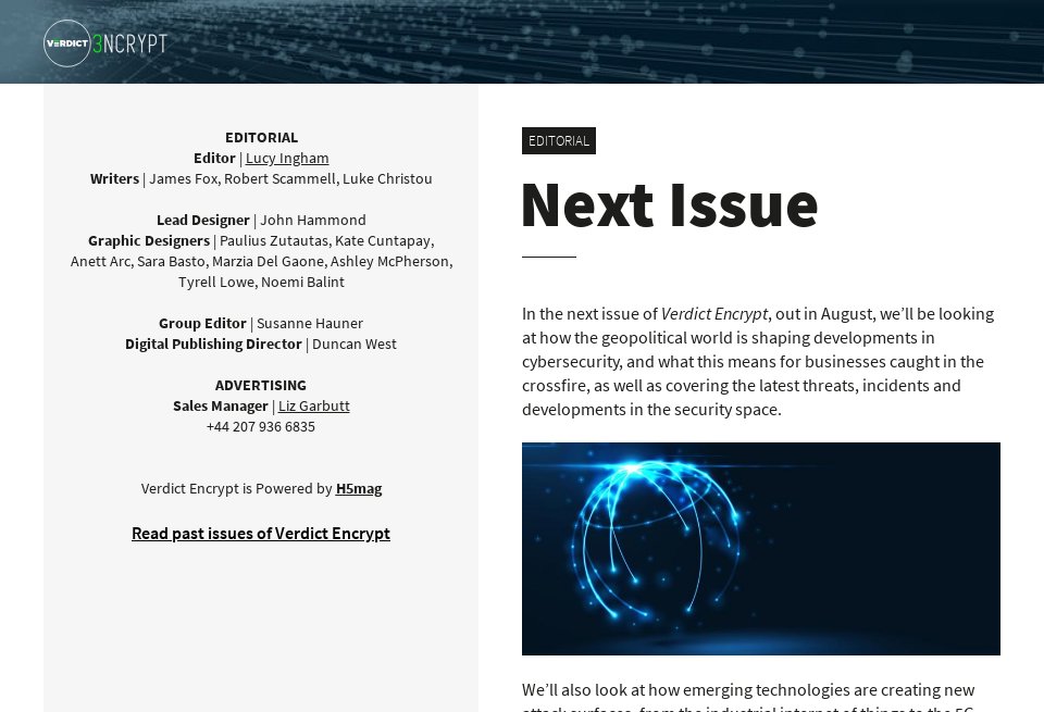 Next Issue Verdict Encrypt Issue 9 Summer 2019